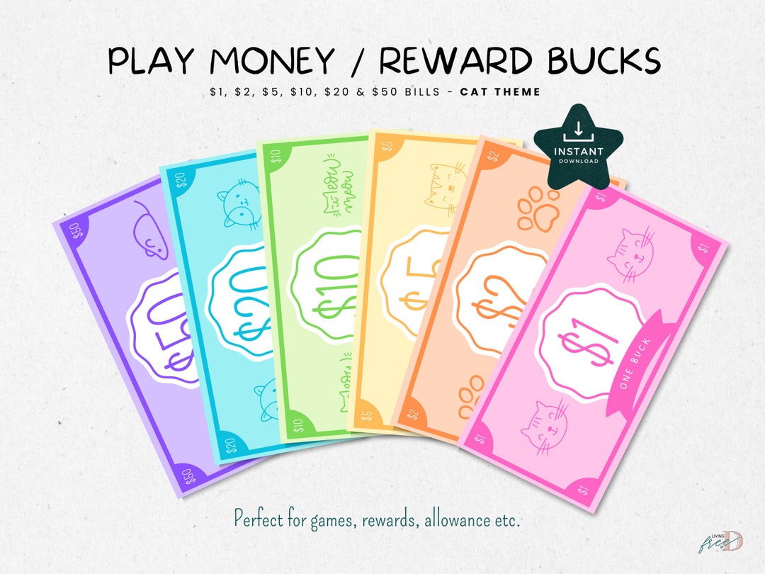 Play Money for Kids, Reward Bucks Printable, Money Games for Kids ...