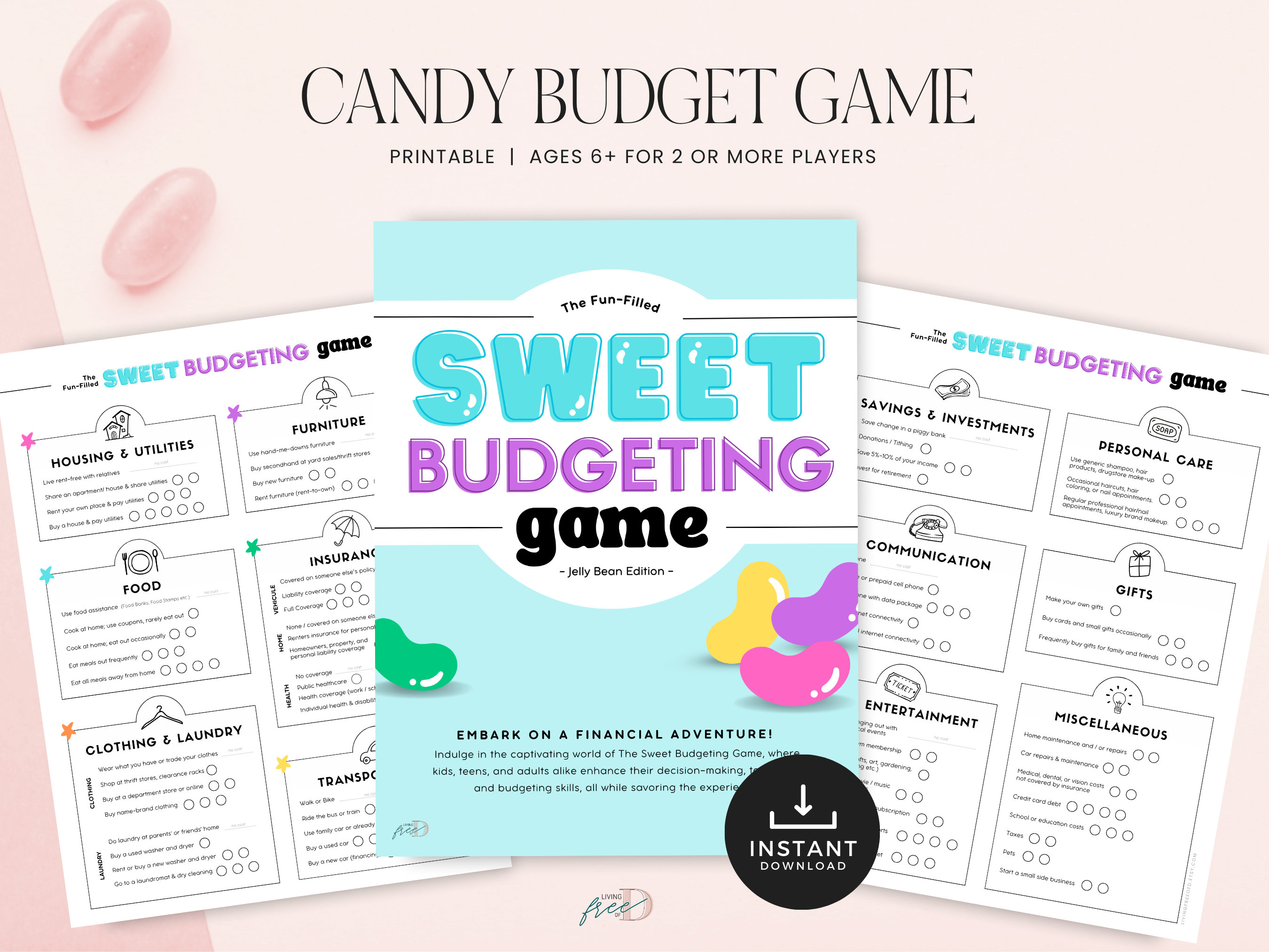Money Games for Kids & Teens, Budgeting Game Printable PDF, Game Night ...