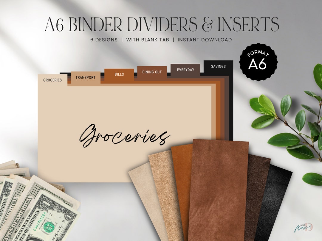 A6 Binder Cash Tab Dividers and Inserts, Money Organizer, Cash Envelope ...