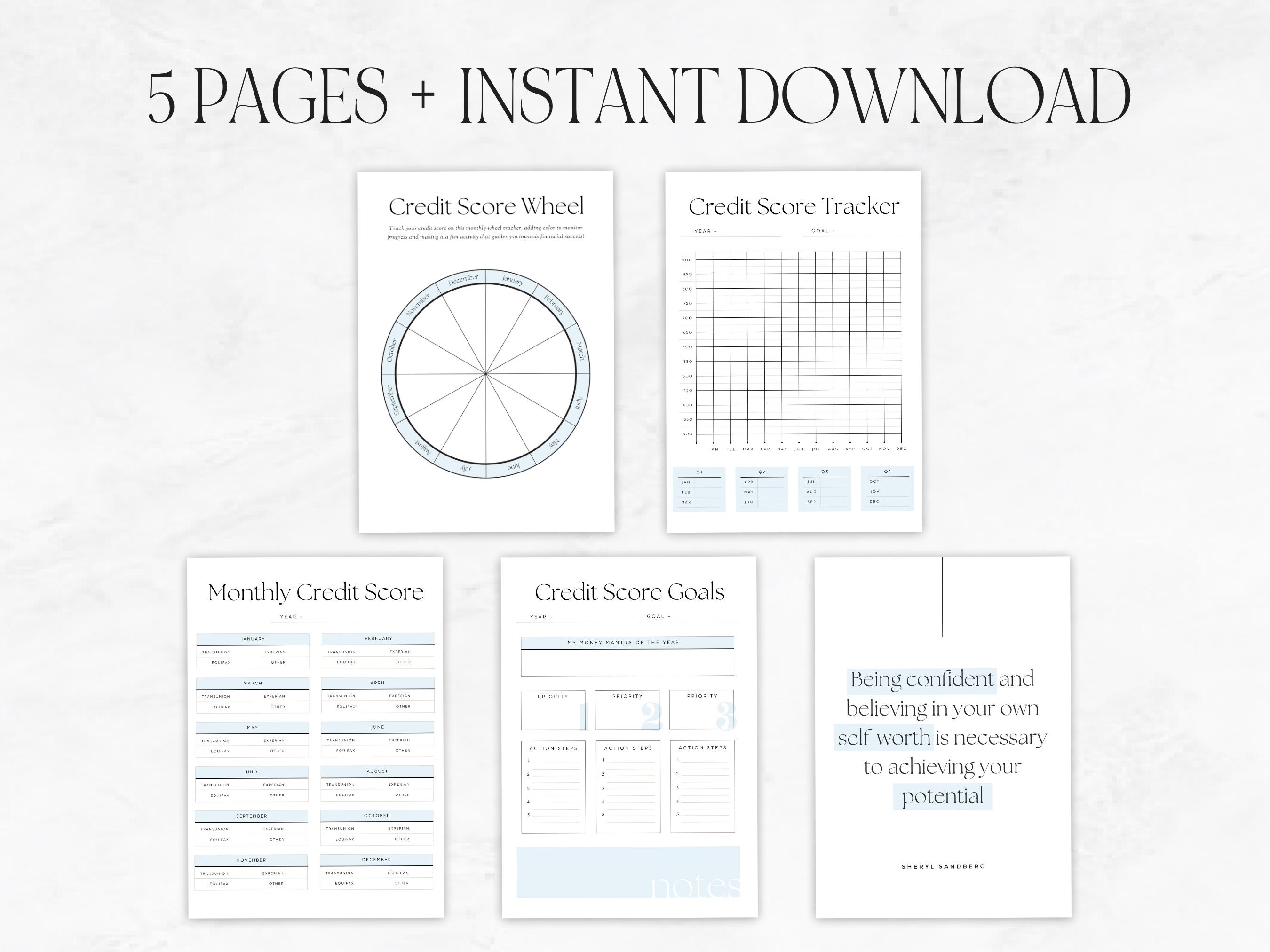 Credit Score Planner Printable Set, Credit Score Trackers, Money Goals ...