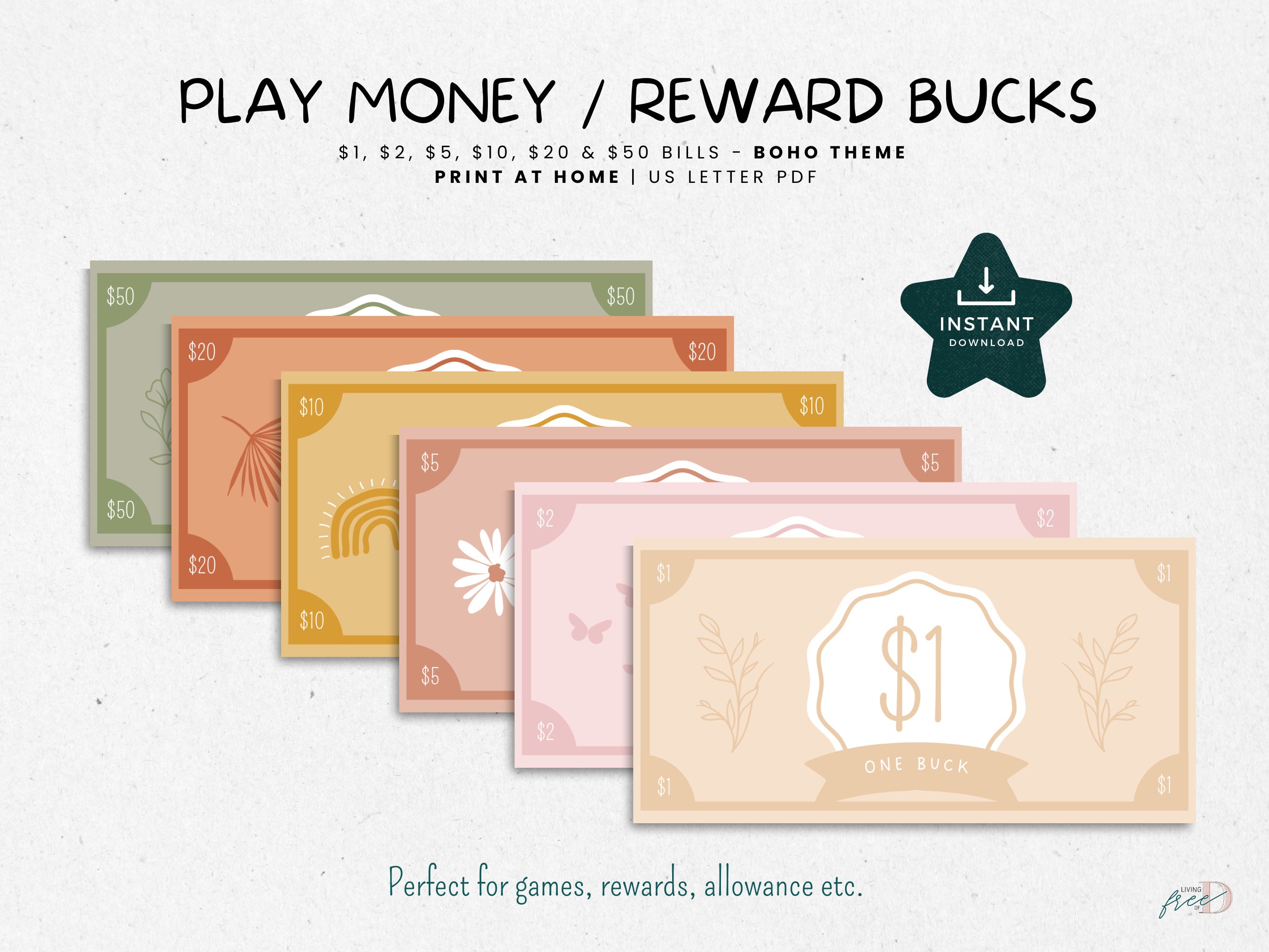 Play Money PDF, Play Money for Kids, Reward Bucks Printable, Money ...