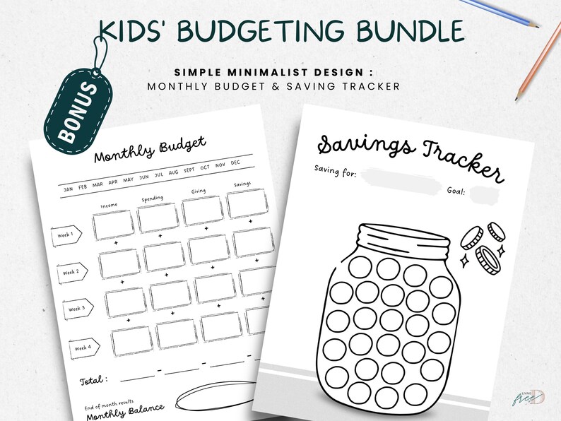 Kids Budgeting Printables Set, Cash Envelopes With Transaction Tracker ...
