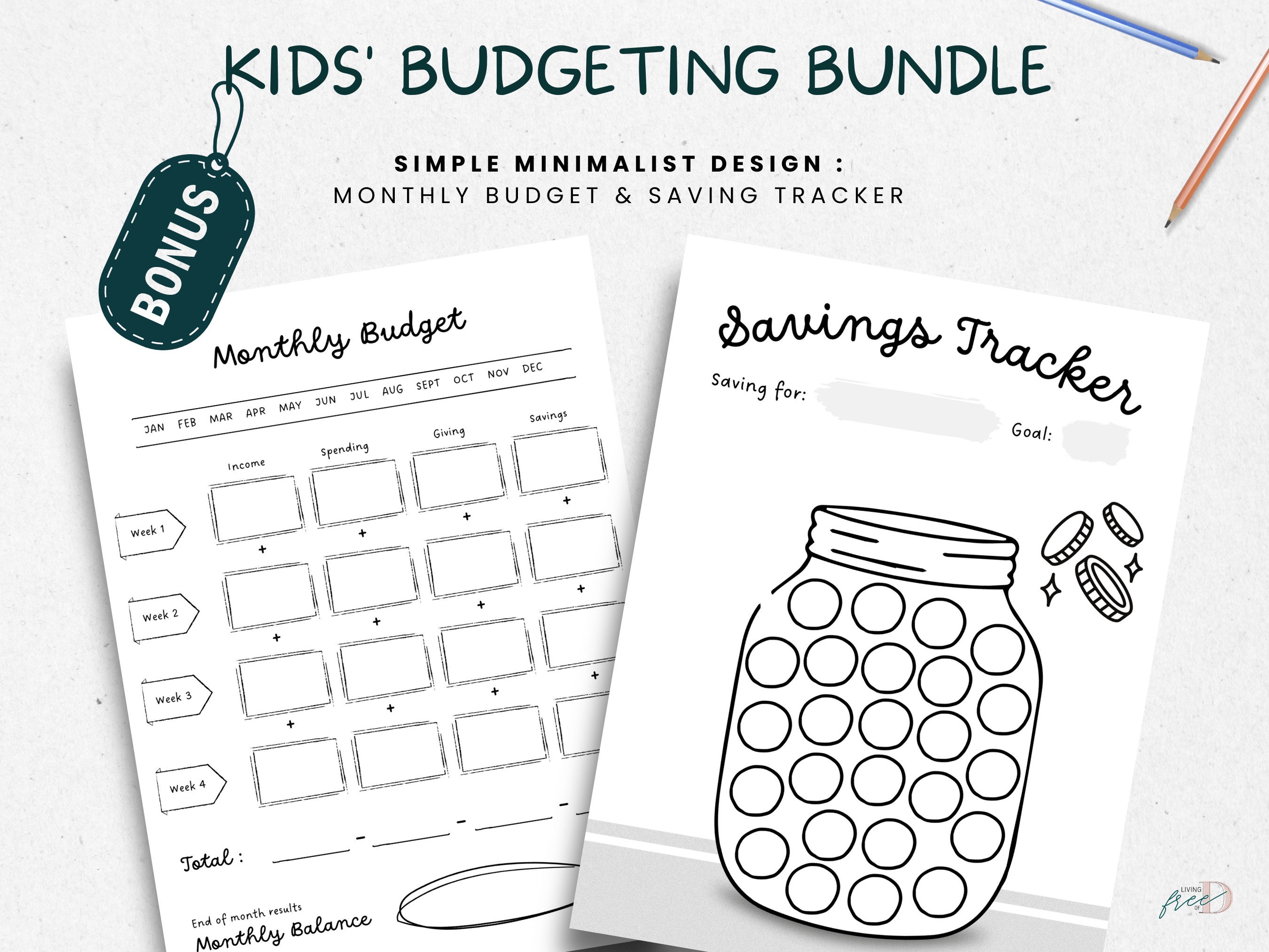 Kids Budgeting Printables Set, Cash Envelopes With Transaction Tracker ...