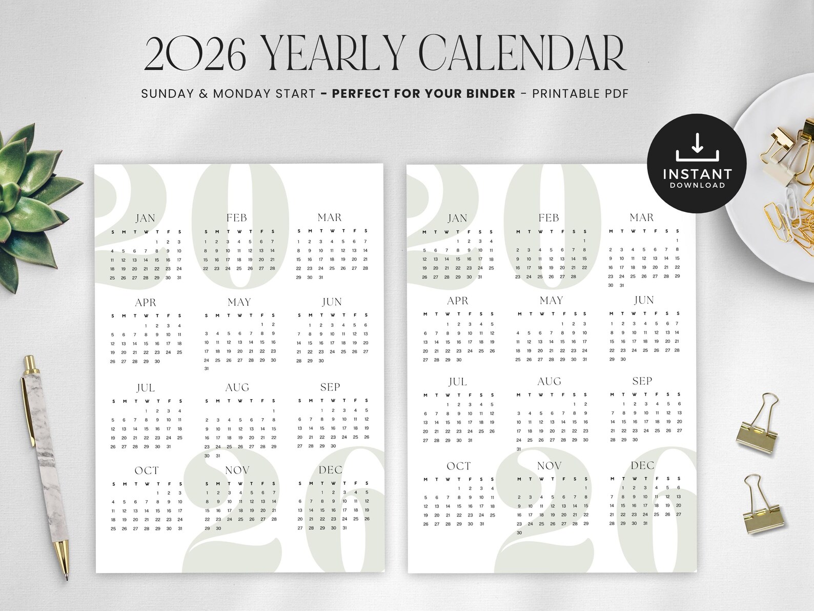 2026 Calendar Portrait, 2026 Monthly Calendar, 12-month Calendar ...