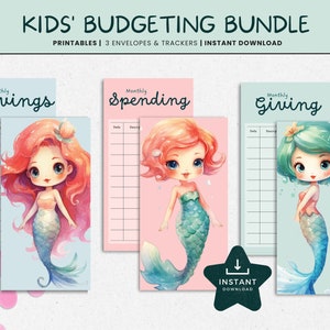 Kids Budgeting Printables Set, Cash Envelopes With Transaction Tracker ...