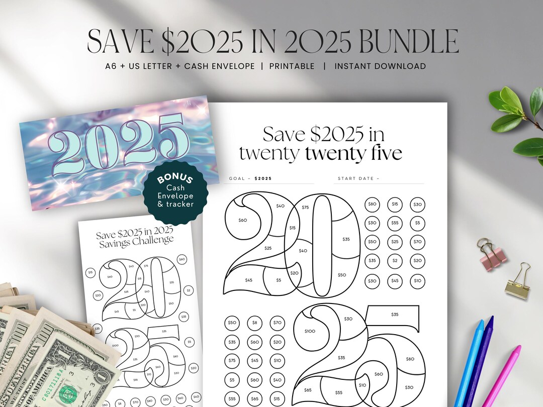 2025 Savings Challenge, Save 2025 in 2025 Savings Challenge Bundle, 2k ...