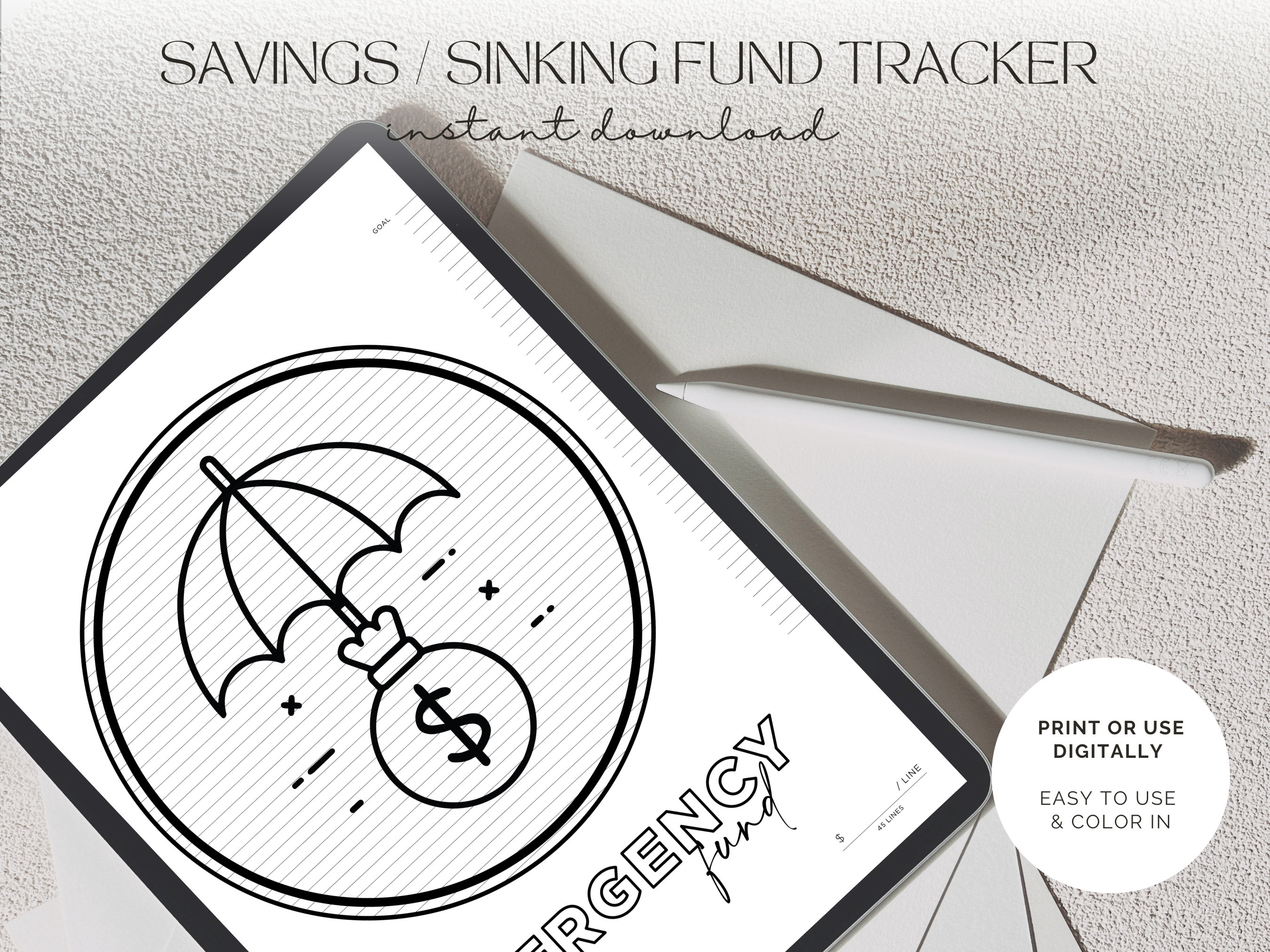 Emergency Fund Progress Tracker, Rainy Day Saving Challenge Printable ...