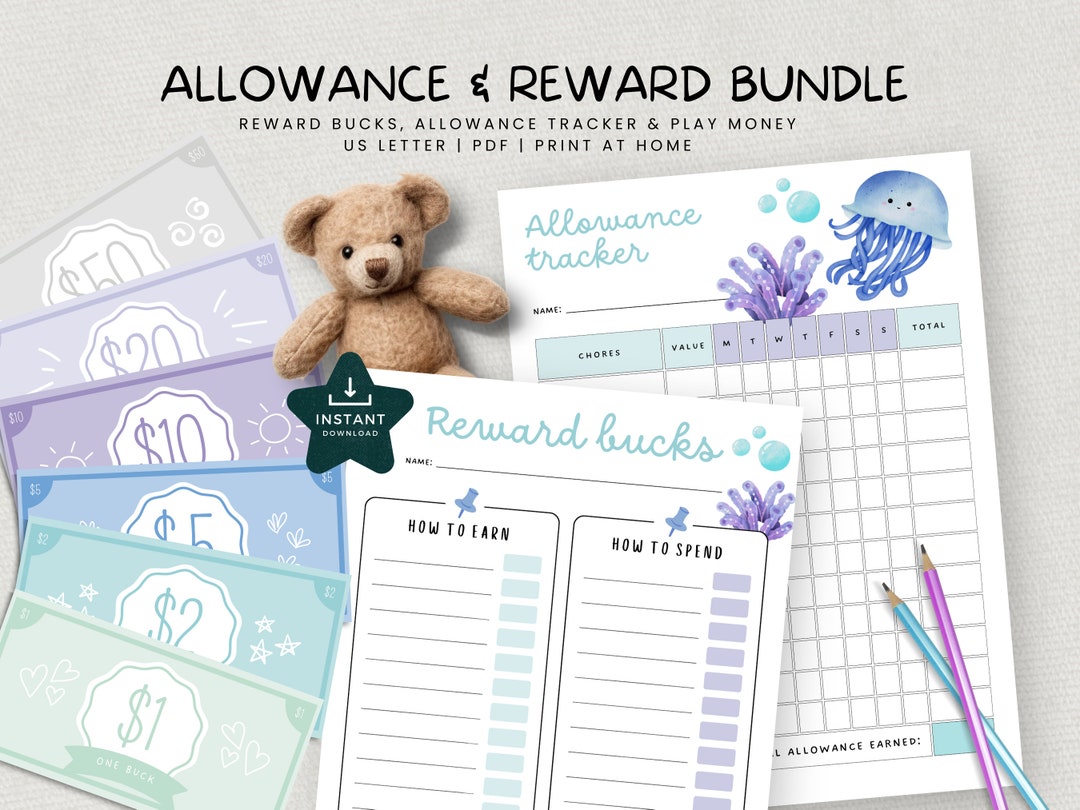 Allowance Tracker Printable, Editable PDF Chore Chart, Play Money ...