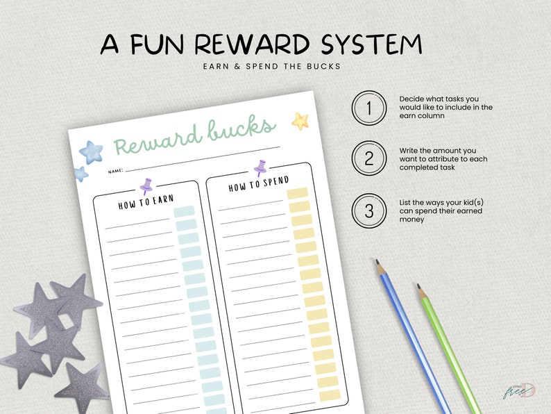 Play Money Allowance and Reward Bundle for Kids, Reward Bucks Printable ...