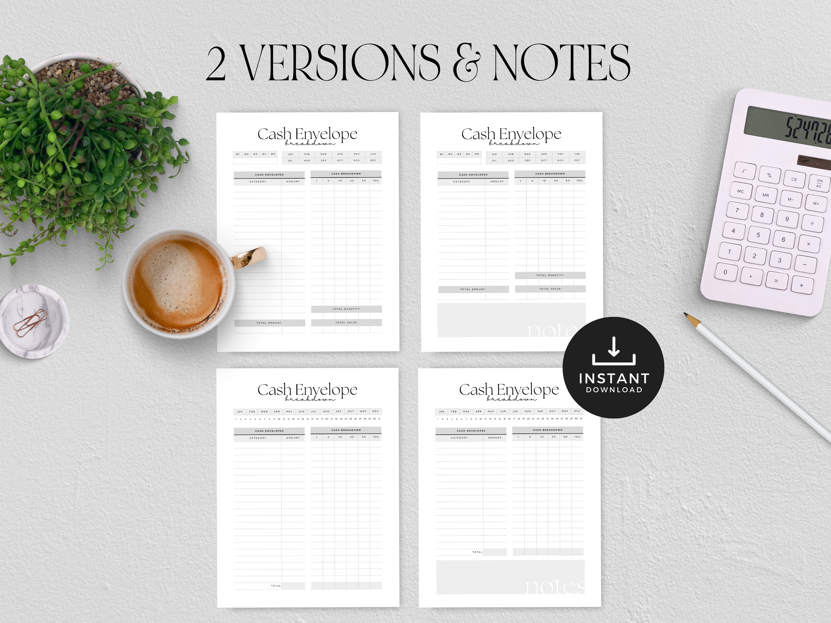 Cash Envelope Breakdown, Money Counting Sheet, Budget Printable, Budget ...