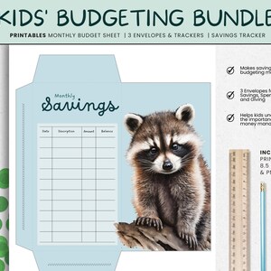 Kids Budgeting Printable Set, Cash Envelopes With Transaction Tracker ...