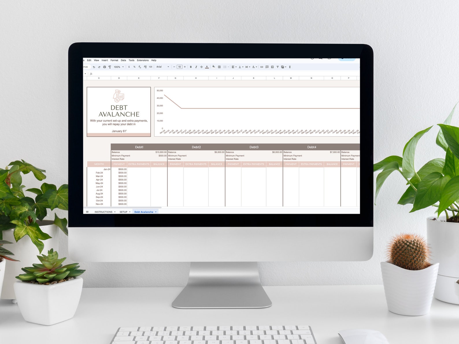 Debt Avalanche Spreadsheet for Google Sheets, Debt Payment Planner ...