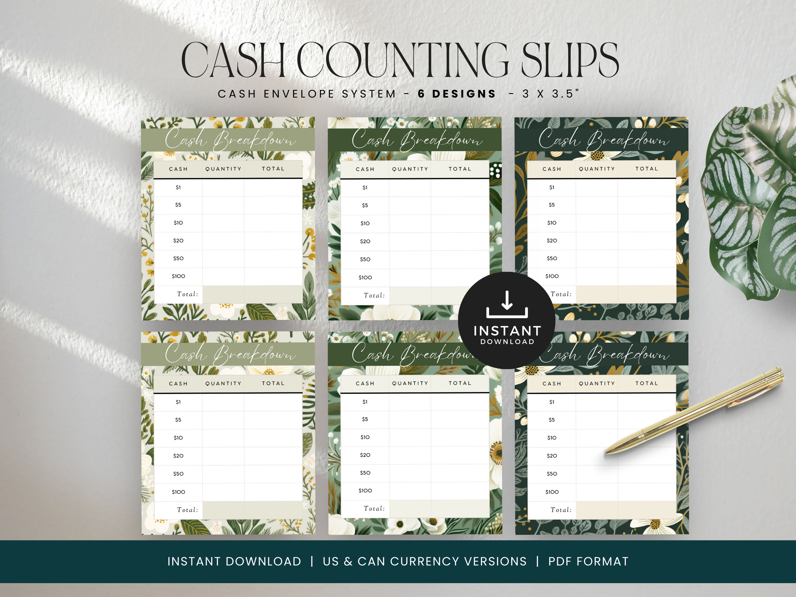 Cash Breakdown Slip, Bank Teller Slip Printable, Coin Counting, Money ...