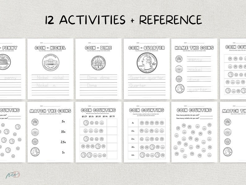 Coins Printable Worksheet, Money Literacy Printable, Cash Activities ...