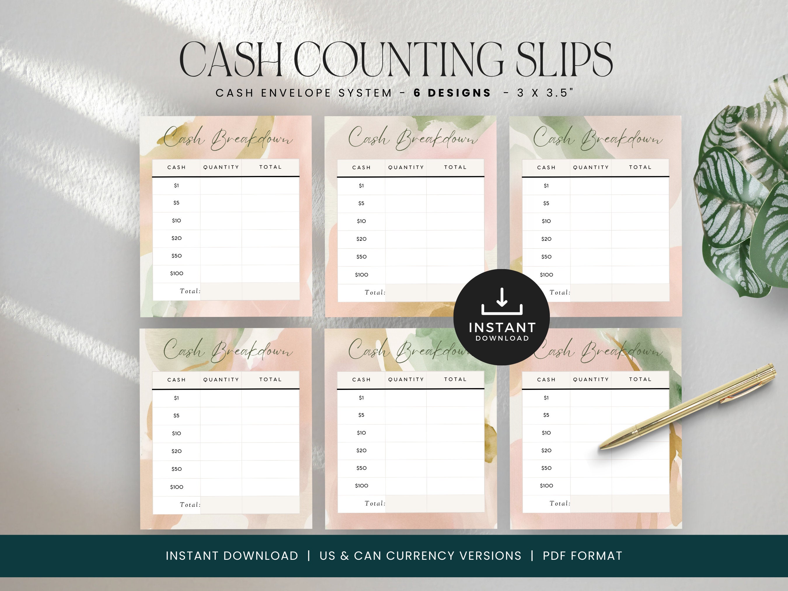 Cash Breakdown Slip, Bank Teller Slip Printable, Coin Counting, Money ...