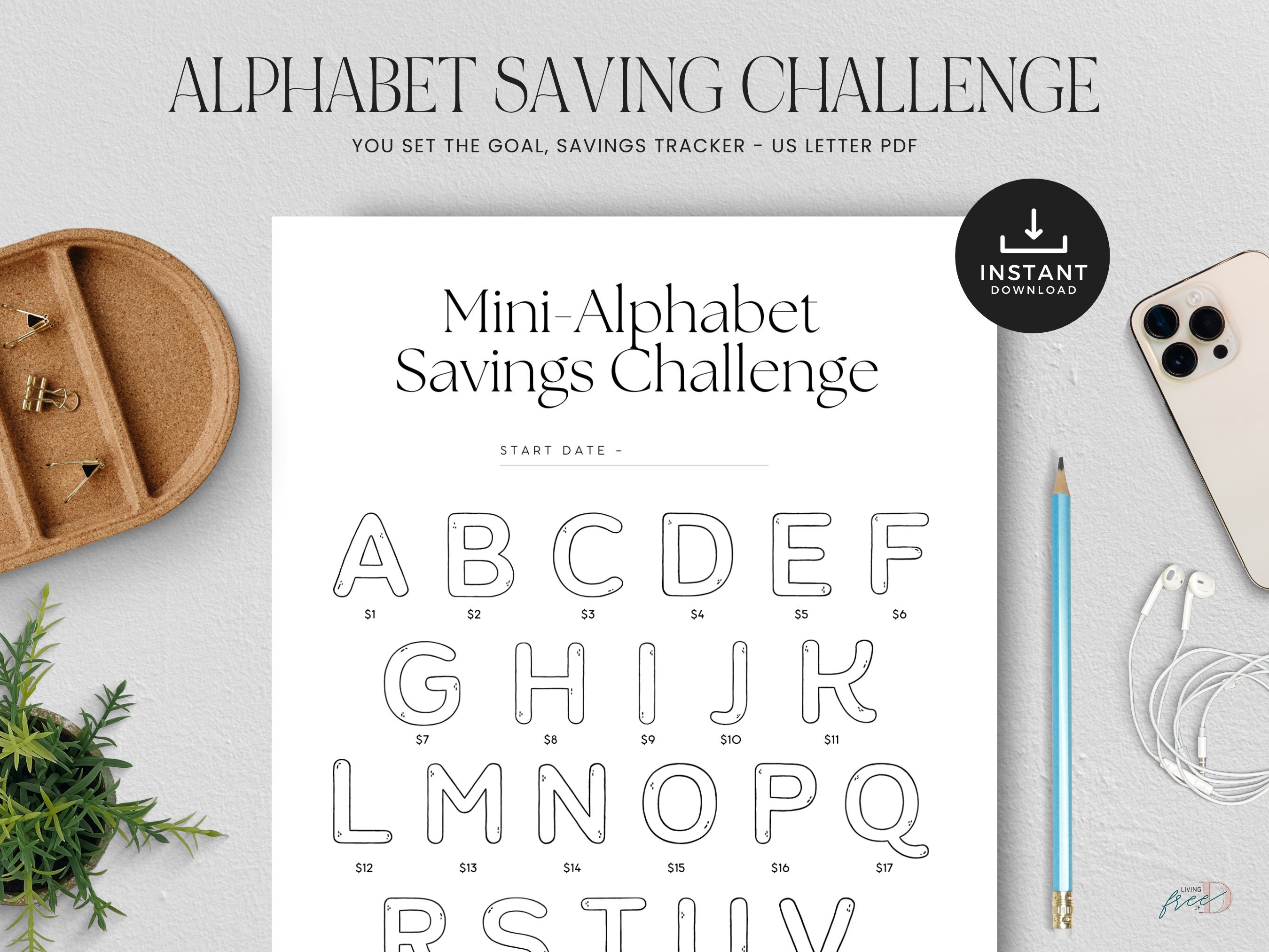 Alphabet Savings Challenge, Letters Money Challenge Printable, Balloons ...