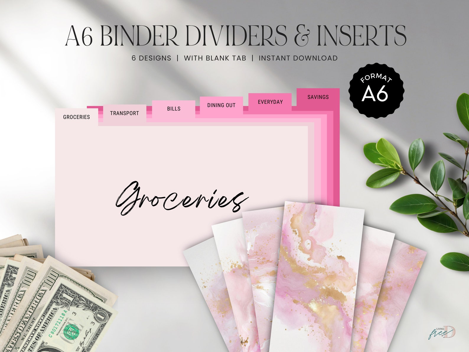 A6 Binder Cash Tab Dividers and Inserts, Money Organizer, Cash Envelope ...