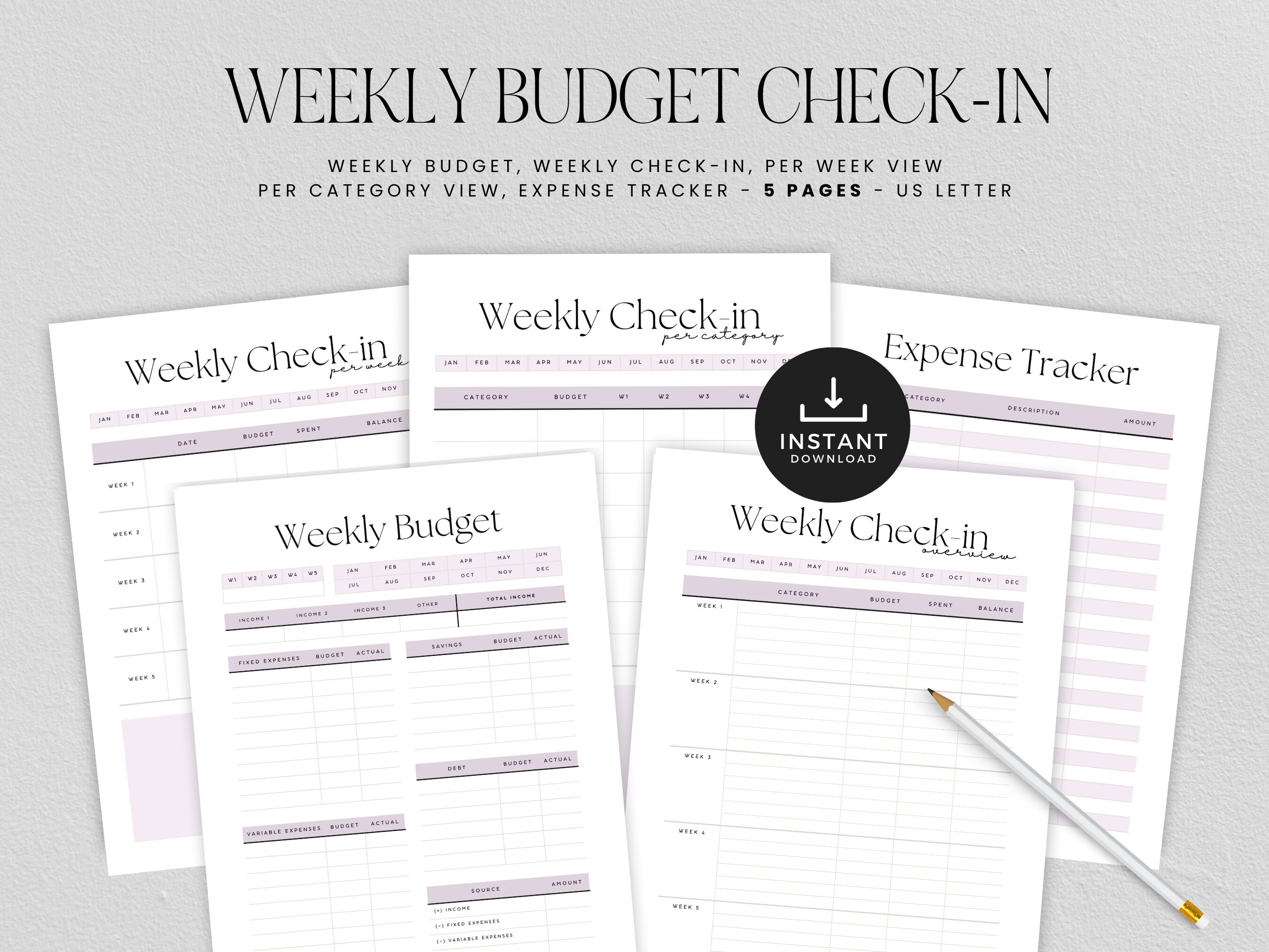 Personal Weekly Budget Template, Budget Check-in per Week Printable, Bi ...