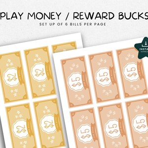 Play Money for Kids, Reward Bucks Printable, Money Games Kids, Chore ...