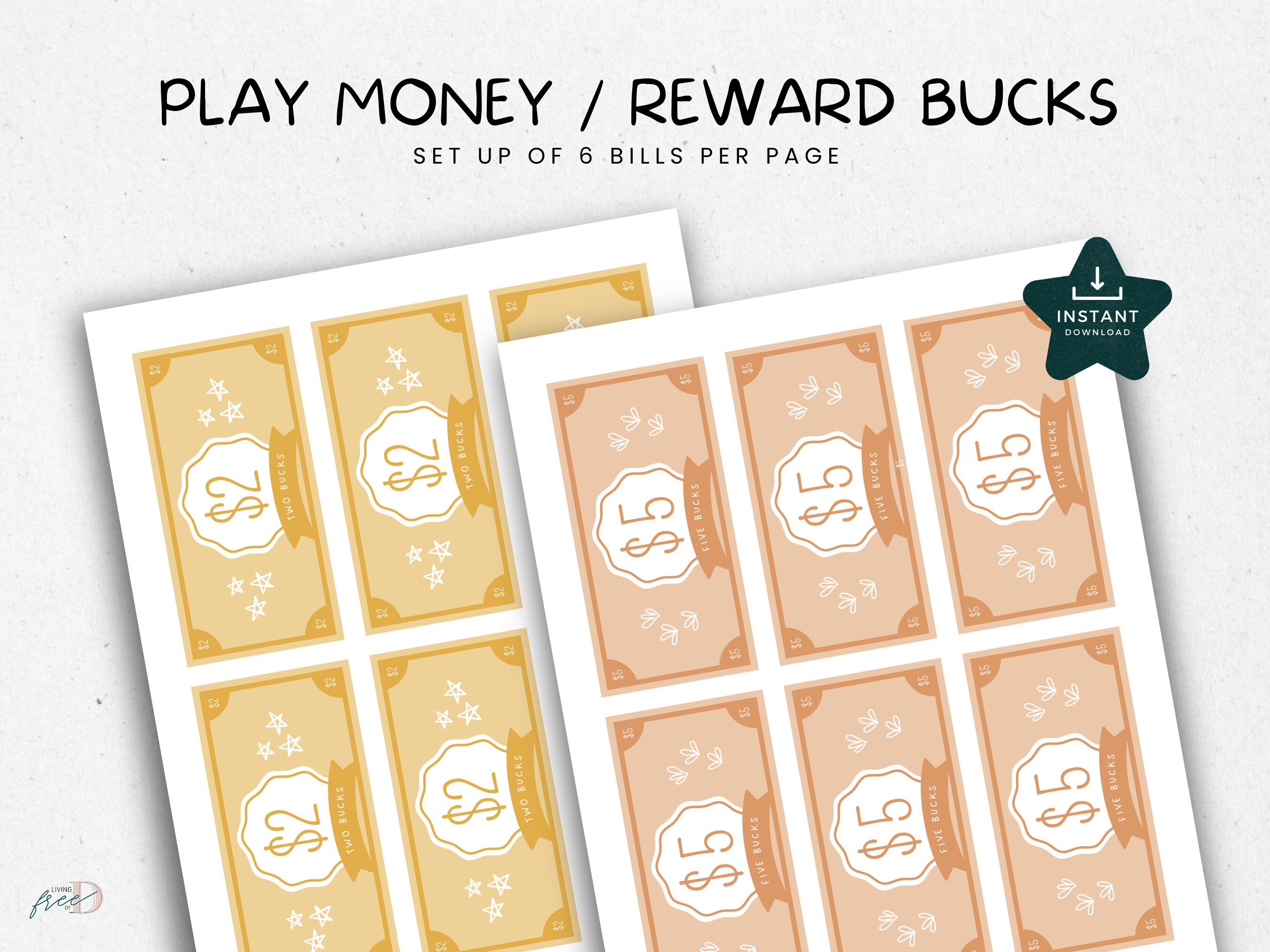 Play Money for Kids, Reward Bucks Printable, Money Games Kids, Chore ...