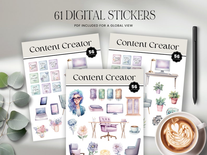 Content Creator Digital Stickers, Content Producer Clipart Digital ...