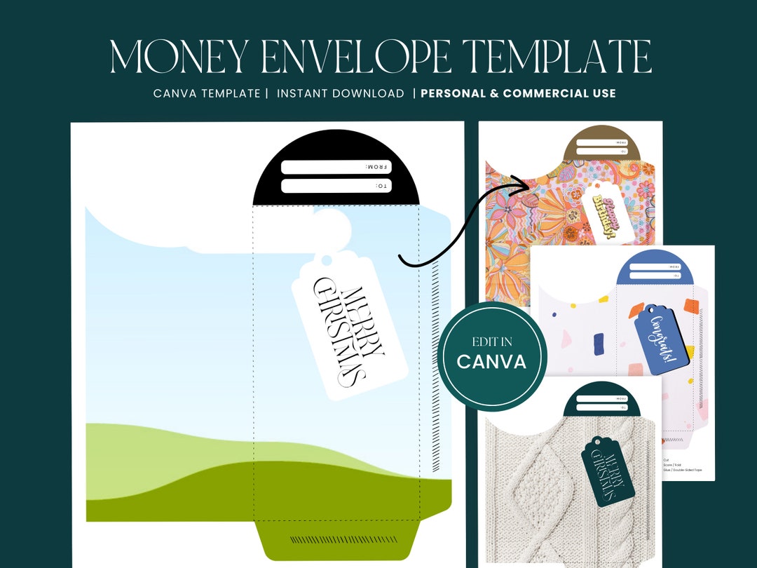 Money Envelope Template Canva, Editable Cash Envelope for Gift Giving ...