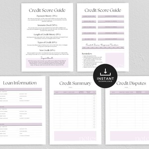 Credit Repair Printable Set, Credit Score Trackers, Money Goals, Debt ...