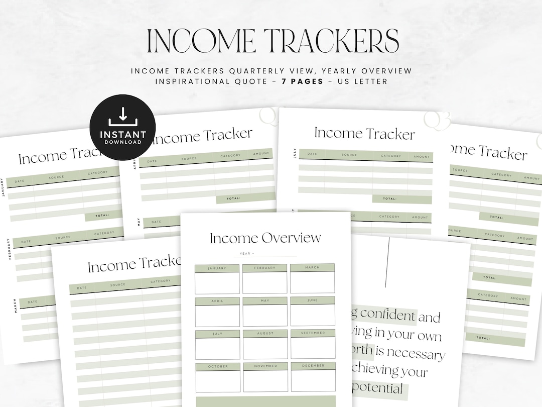 Income Tracker Printable Set, Budget Planner, Financial Trackers ...