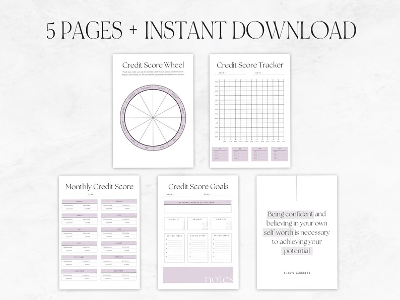 Credit Score Planner Printable Set Credit Score Trackers - Etsy