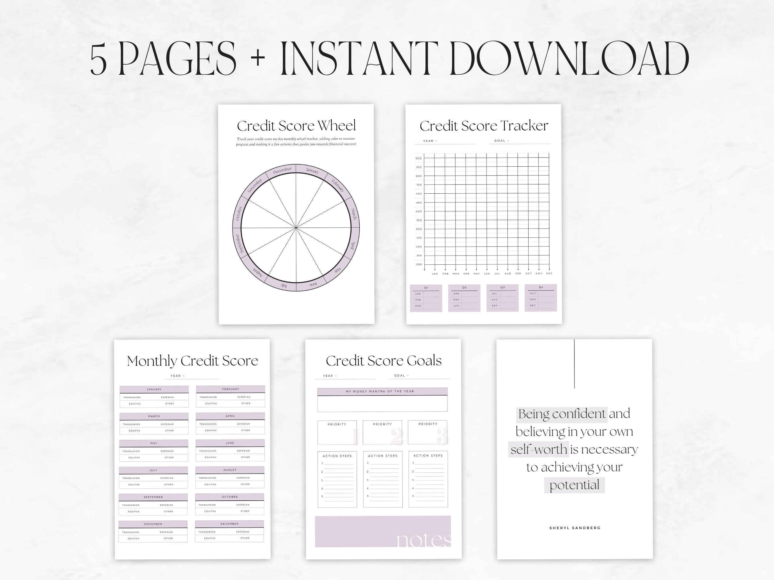 Credit Score Planner Printable Set, Credit Score Trackers, Money Goals ...
