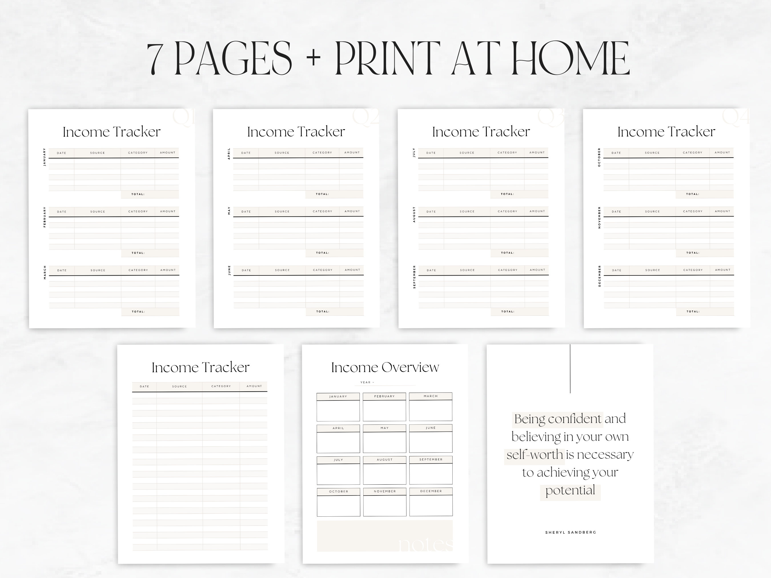 Income Tracker Printable, Budget Planner, Financial Trackers, Finance ...