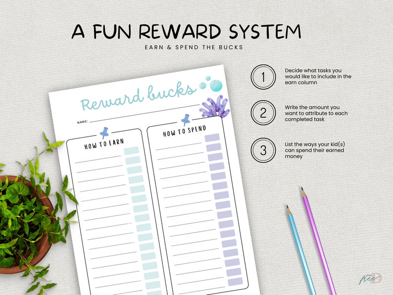 Kids Reward Bucks Chart Printable, Editable Kids Reward System PDF ...