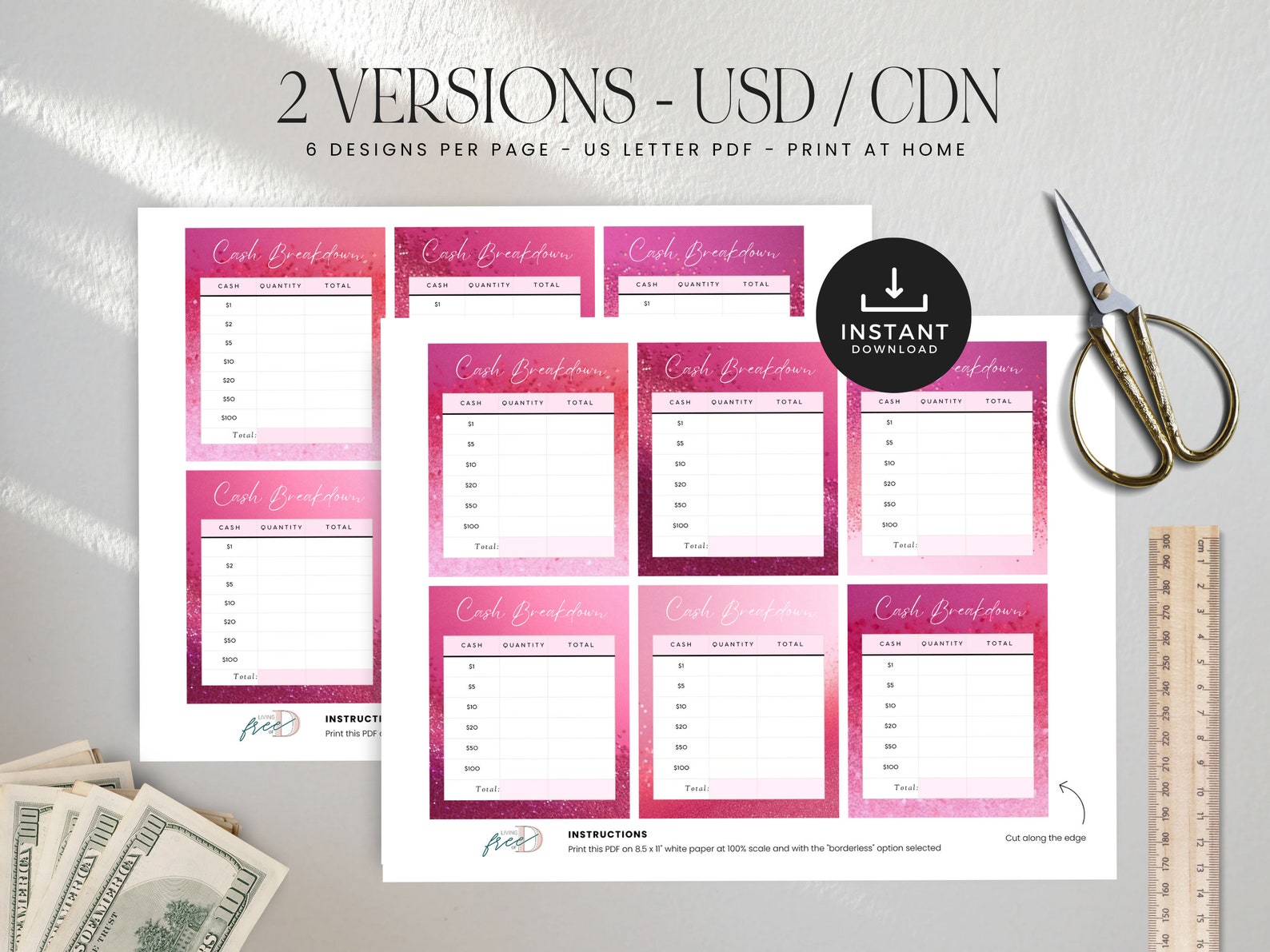 Cash Breakdown Slip, Bank Teller Slip Printable, Coin Counting, Money ...