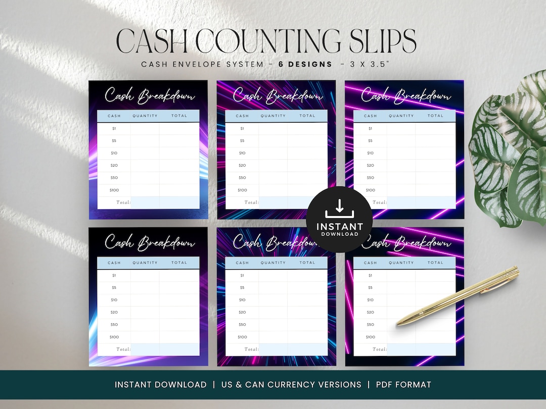 Cash Breakdown Slip, Bank Teller Slip Printable, Coin Counting, Money ...