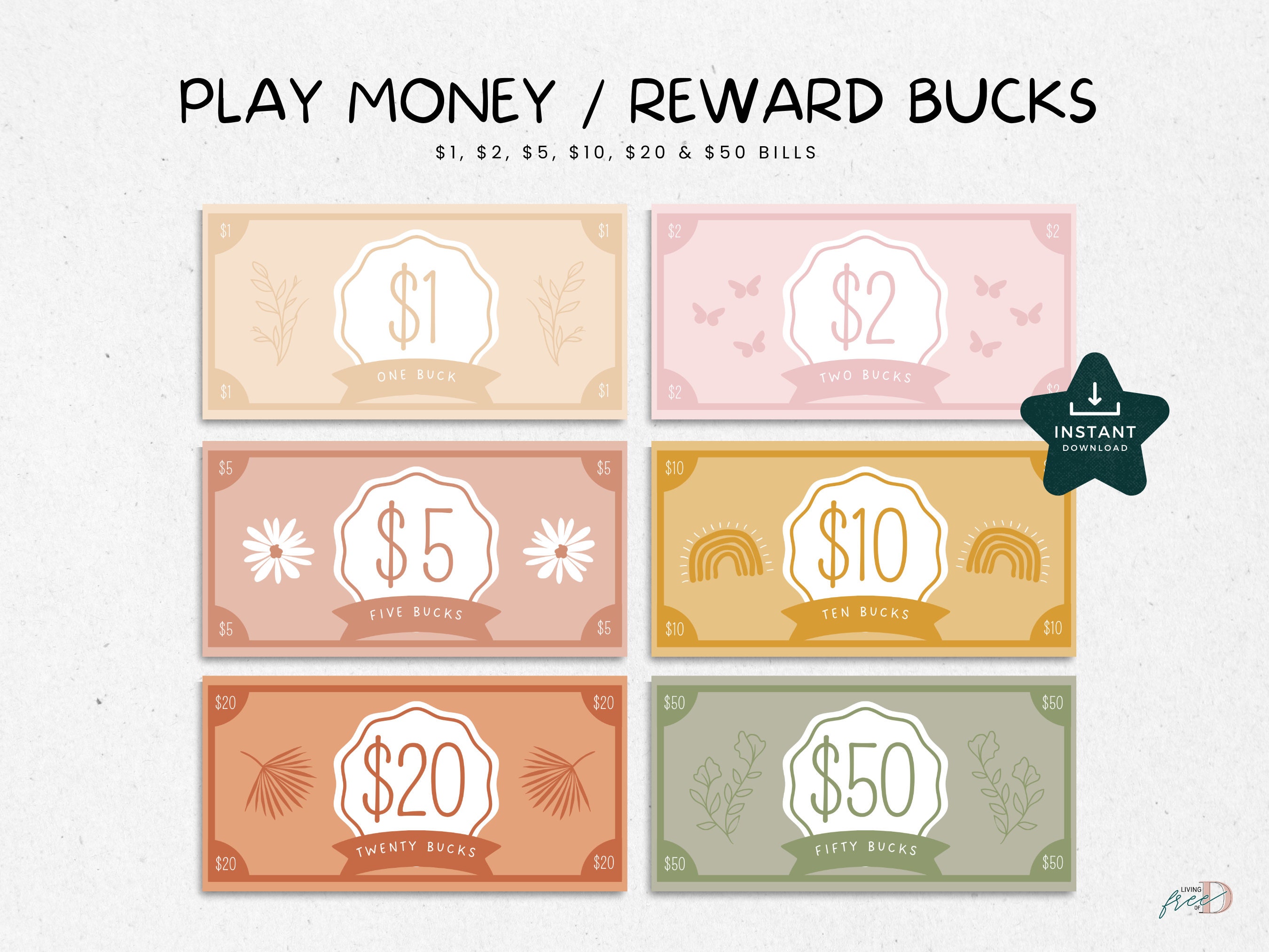 Play Money PDF, Play Money for Kids, Reward Bucks Printable, Money ...
