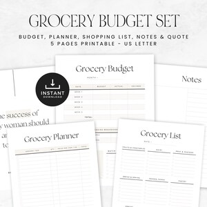 Grocery Budget Printable, Food Shopping With Budget & Spending Tracker ...