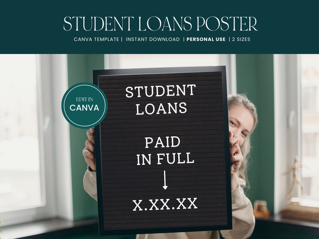 Student Loan Payoff Poster, Editable Canva Debt Payoff Template, Debt ...