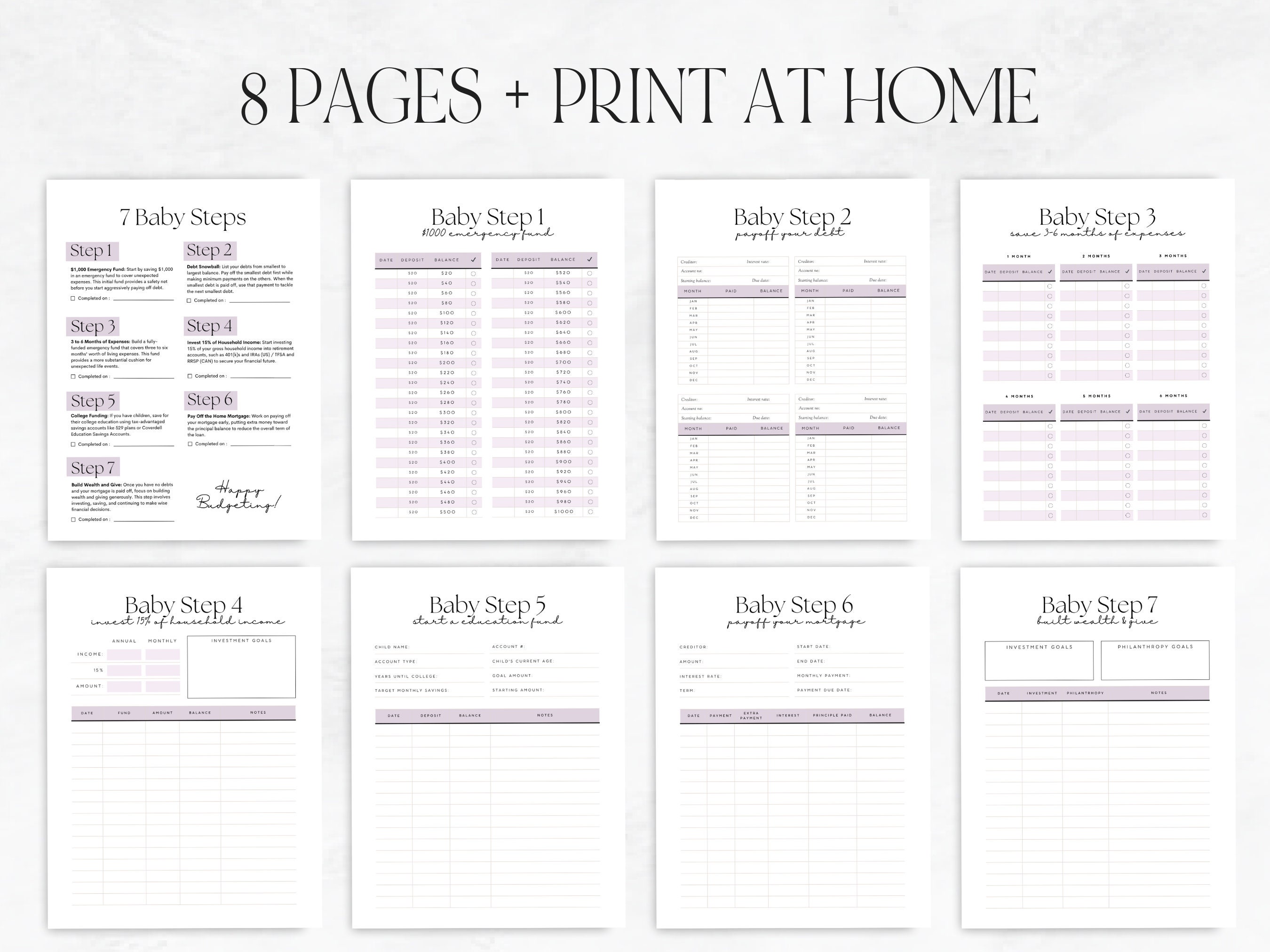 7 Baby Steps Progress Tracker Printable FIRE Movement Dave - Etsy
