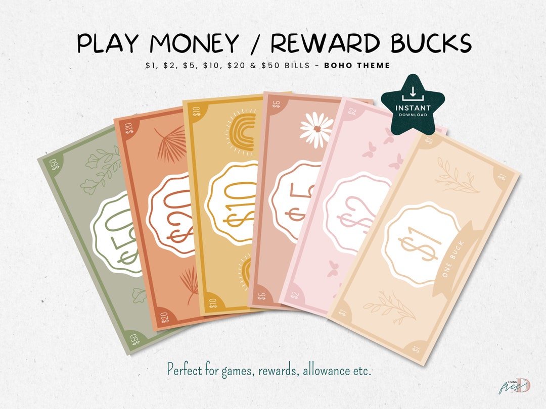 Play Money PDF, Play Money for Kids, Reward Bucks Printable, Money ...