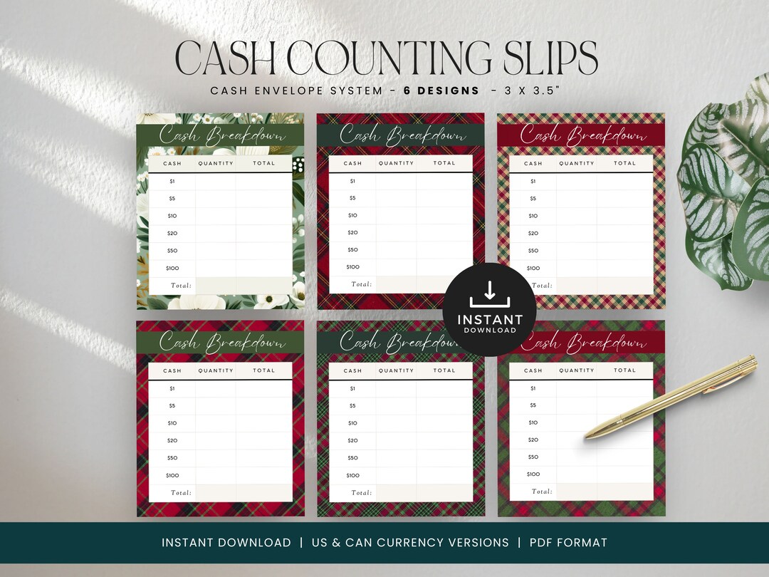 Cash Breakdown Slip, Bank Teller Slip Printable, Coin Counting, Money ...
