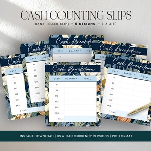 Cash Breakdown Slip, Bank Teller Slip Printable, Coin Counting, Money ...