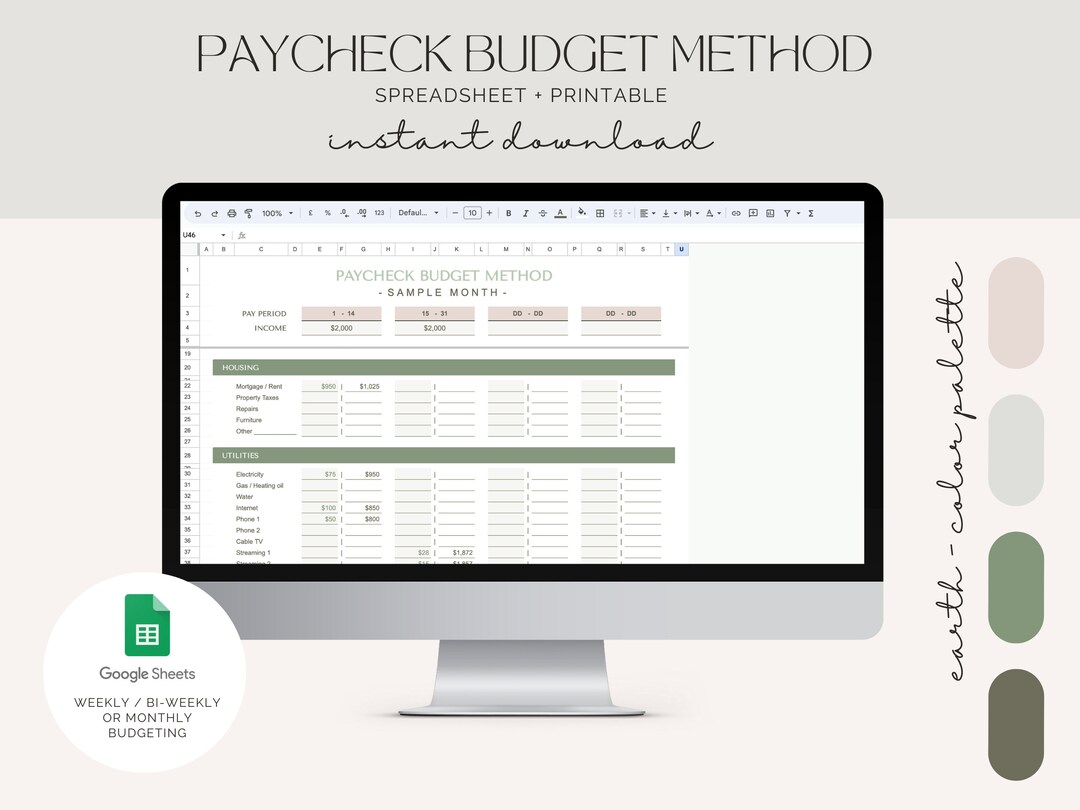 Paycheck Budget Spreadsheet Template for Google Sheets, Budget by ...