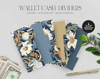 Cash Tab Dividers for Wallet, Cash Organizer, Cash Envelope Wallet ...