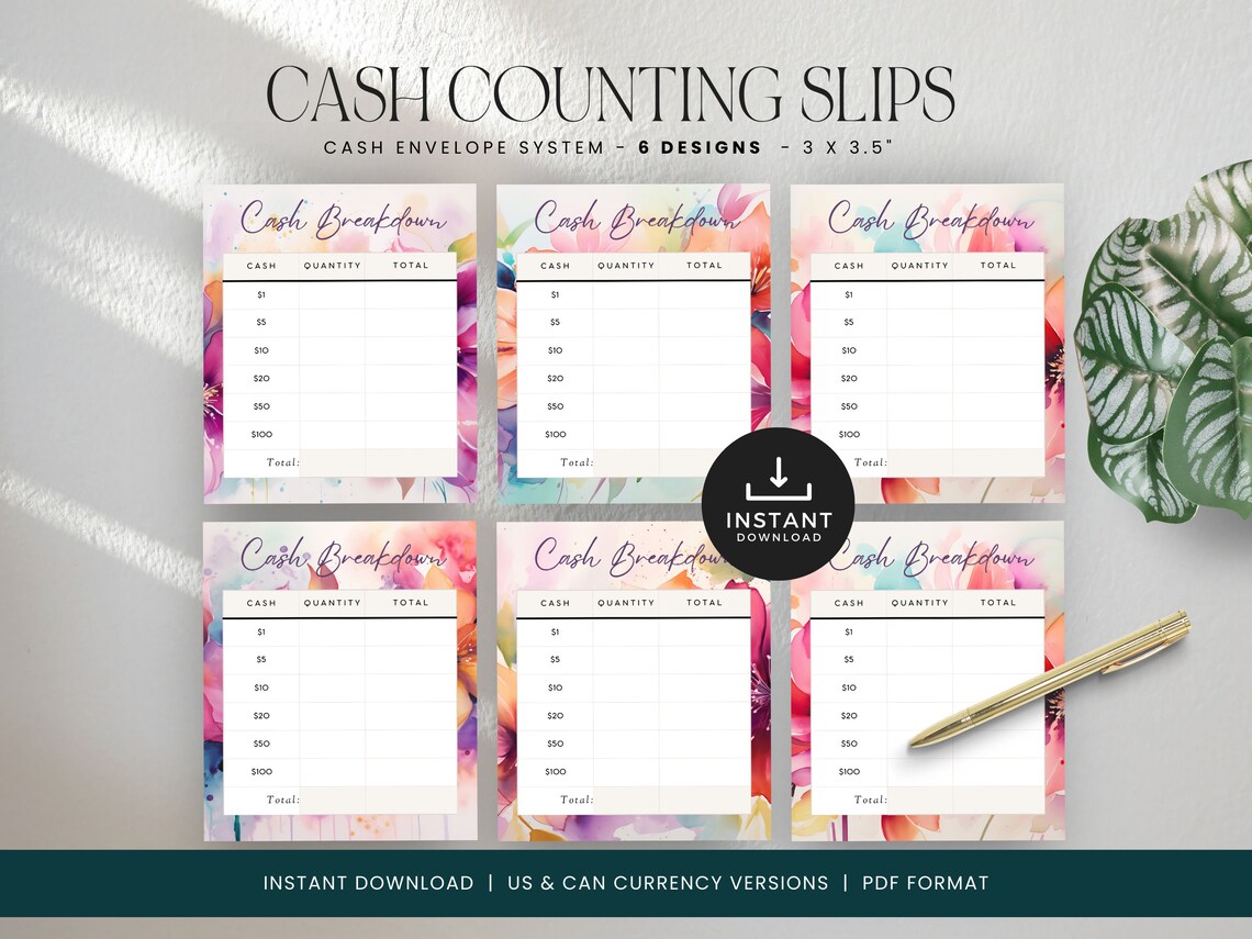 Cash Breakdown Slip, Bank Teller Slip Printable, Coin Counting, Money ...