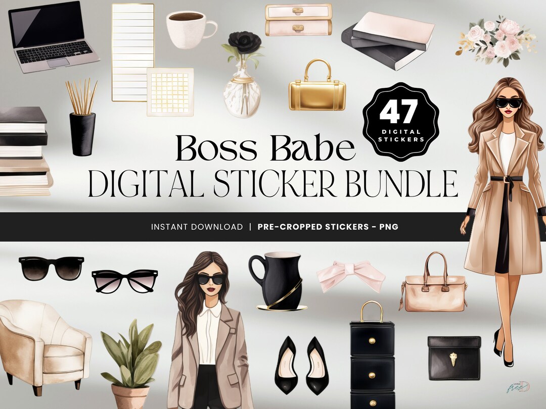 Boss Babe Digital Stickers, Girl Boss Clipart Digital Stickers, Women ...
