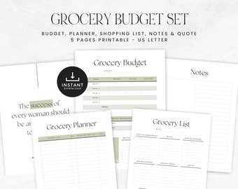 Grocery Budget Printable, Food Shopping With Budget & Spending Tracker ...