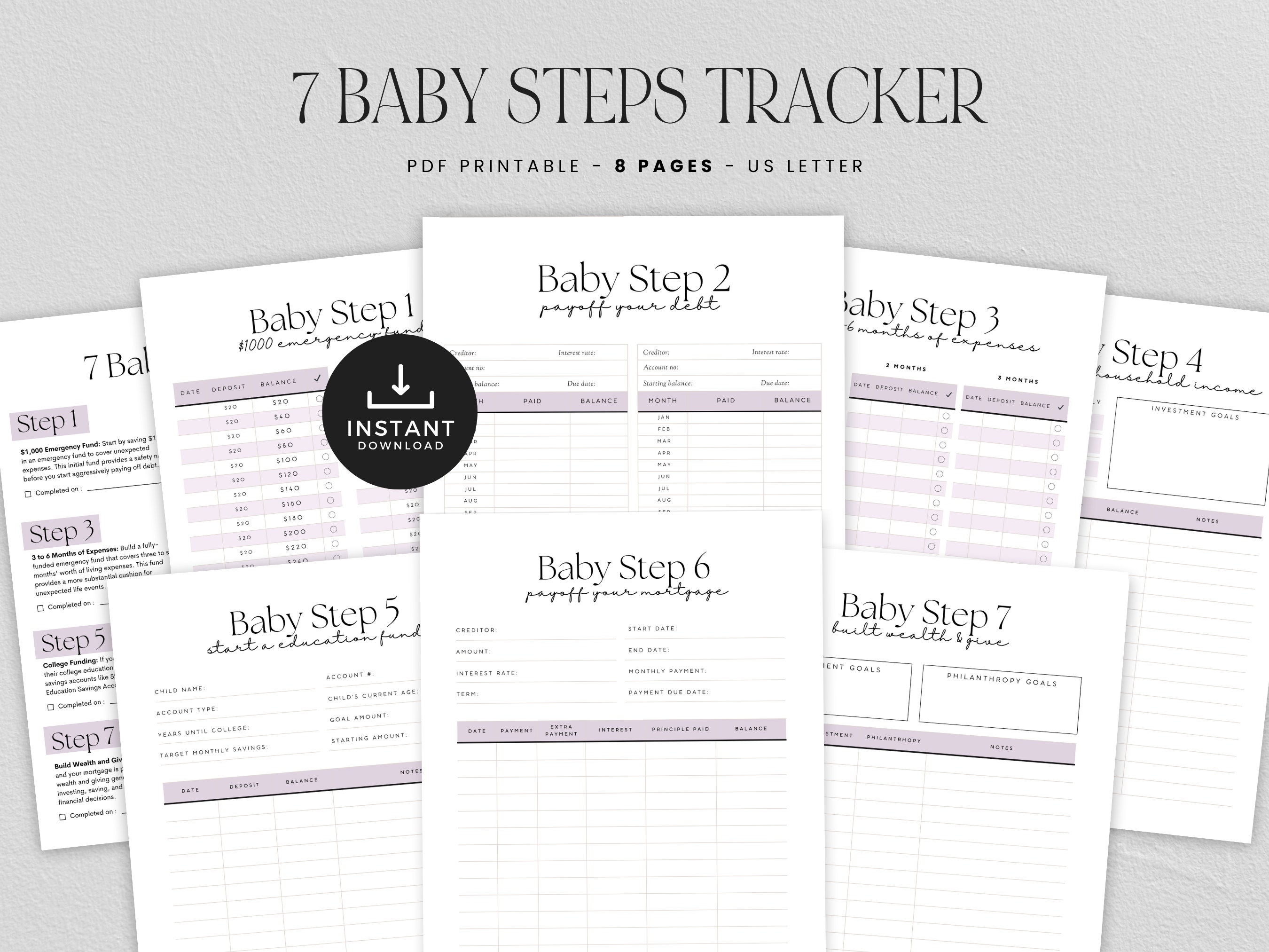 7 Baby Steps Progress Tracker Printable FIRE Movement Dave - Etsy