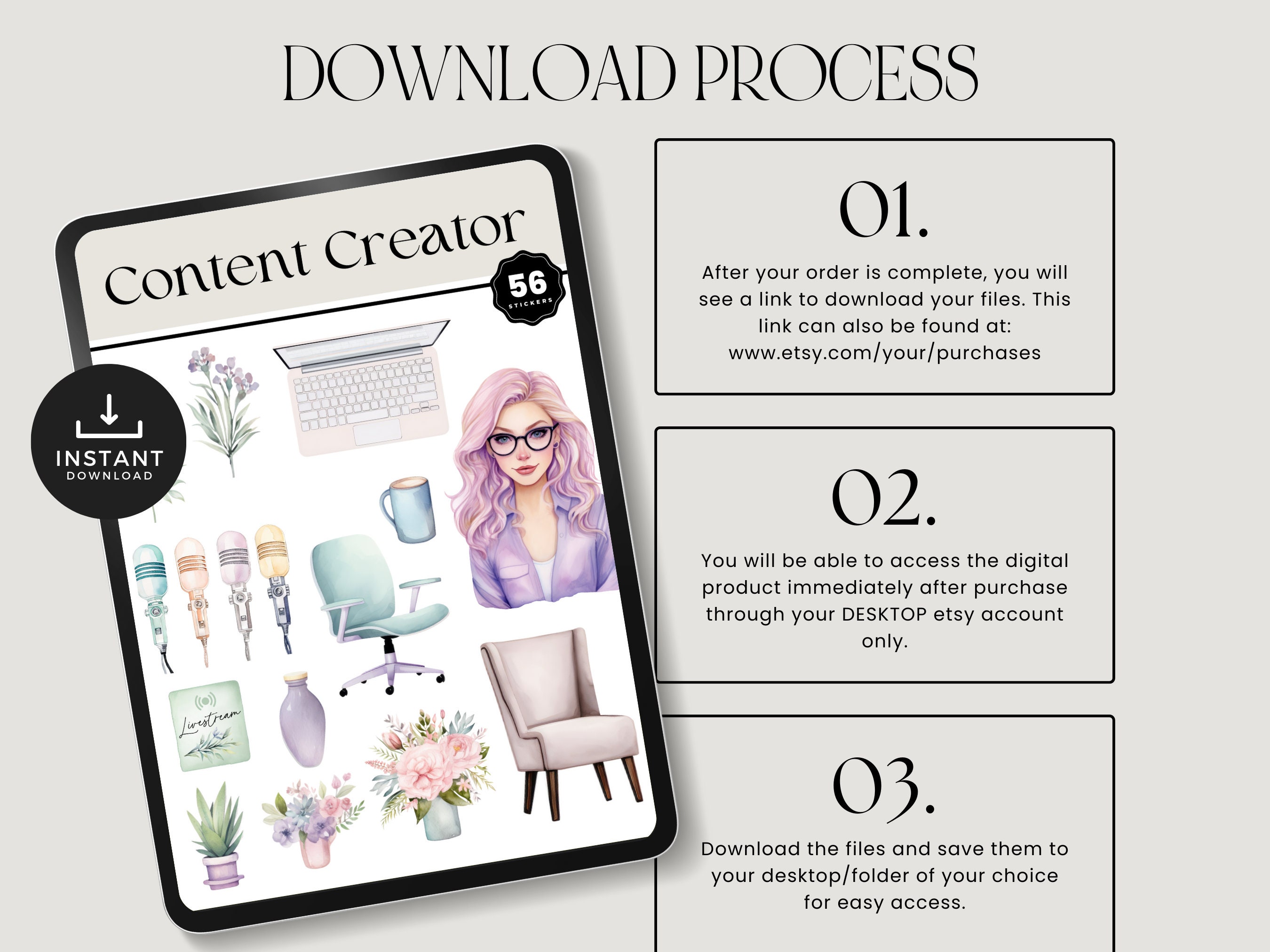 Content Creator Digital Stickers, Content Producer Clipart Digital ...