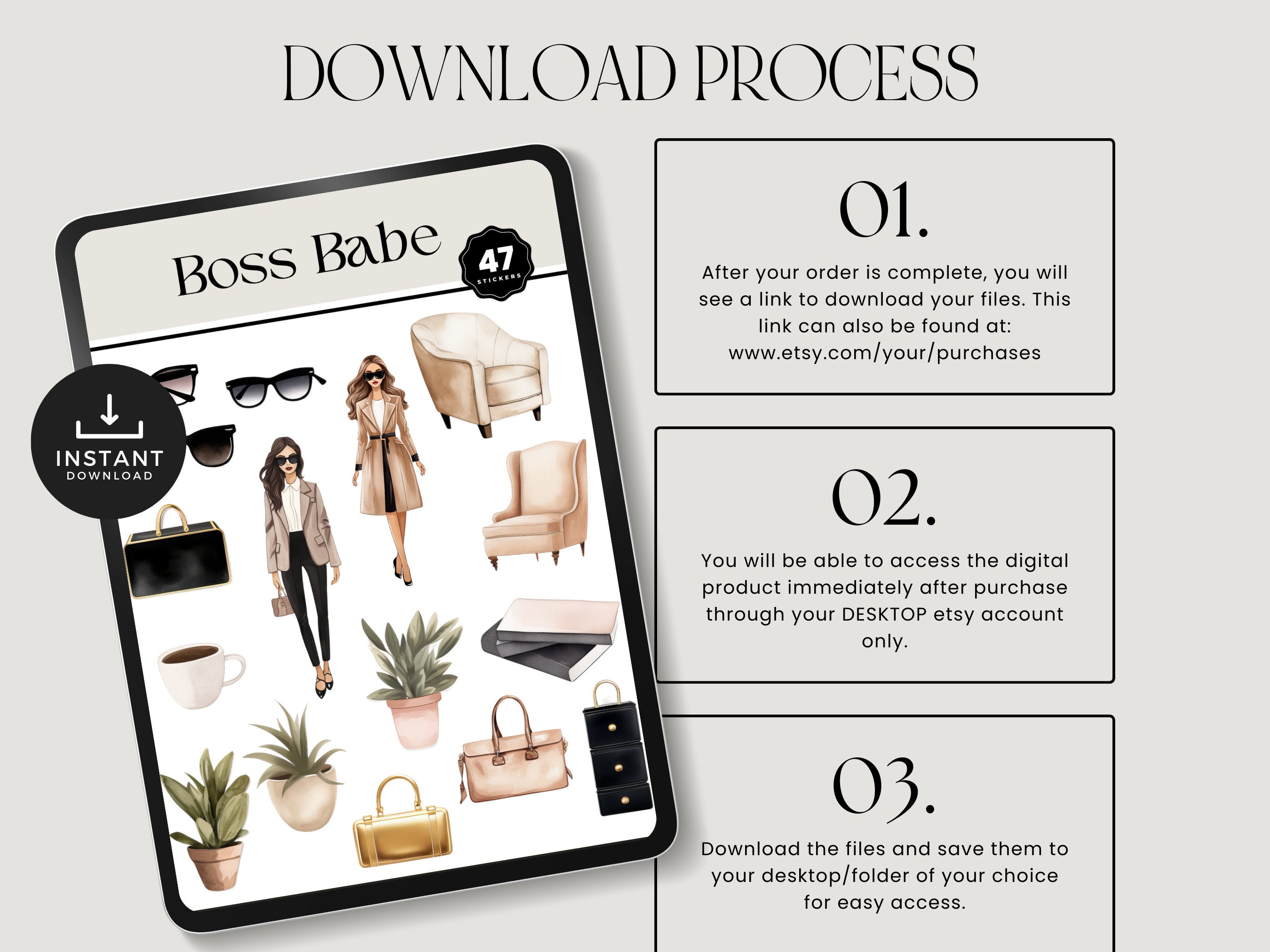 Boss Babe Digital Stickers, Girl Boss Clipart Digital Stickers, Women ...