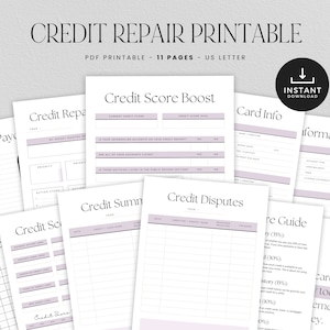 Credit Repair Printable Set, Credit Score Trackers, Money Goals, Debt ...